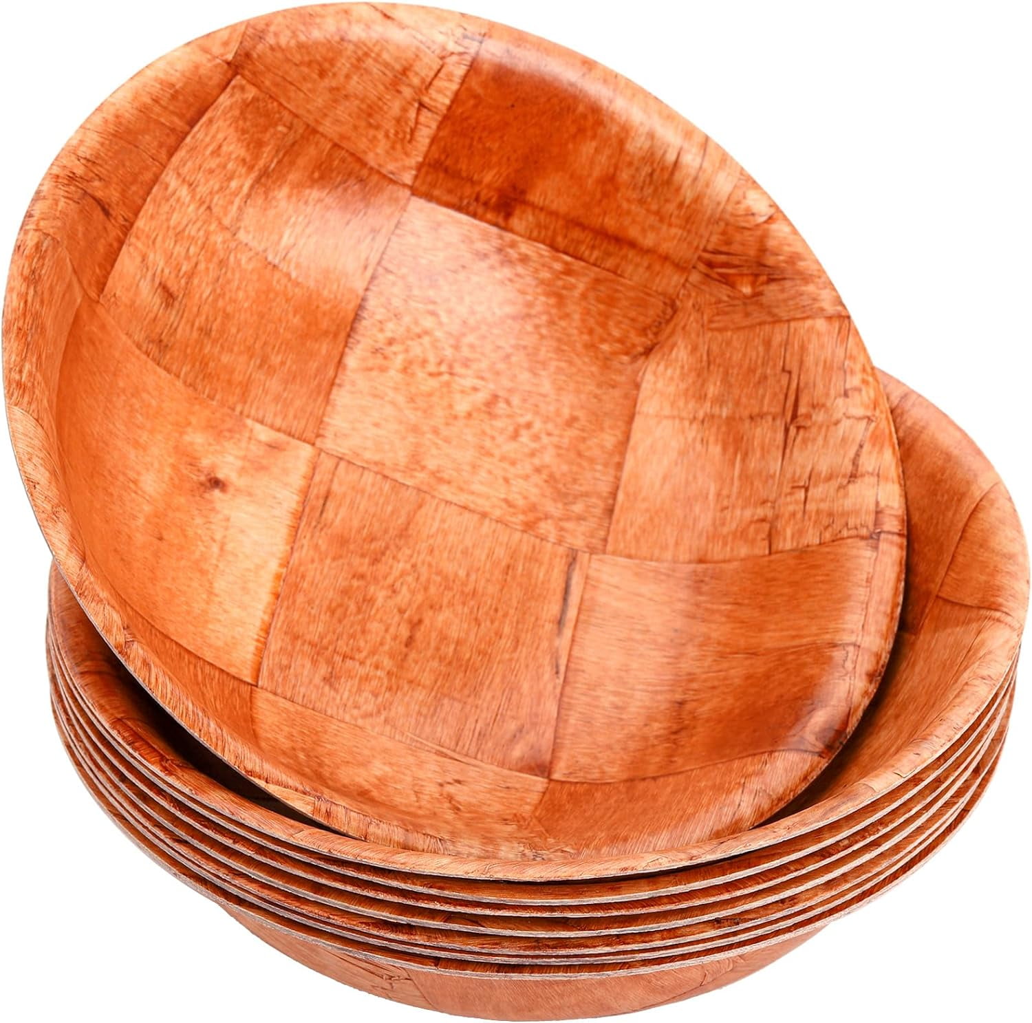 FONTEME 8-inch Wooden Serving Bowl, Set Of 6 | Round | Stackable | EZ ...