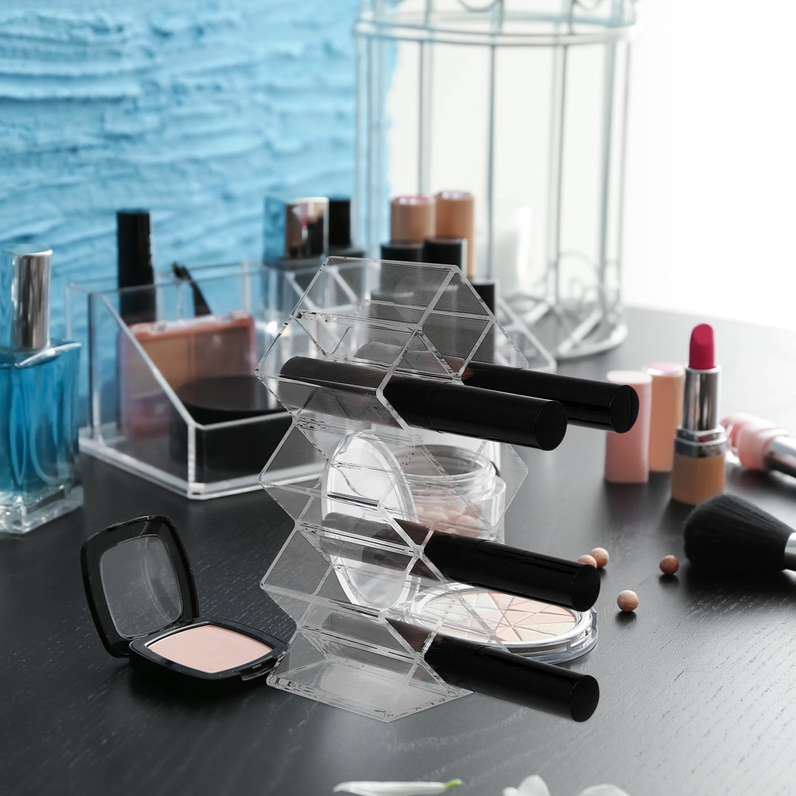 FONWILYO 1Set Lipstick Organiser Storage 15 6X3 9In Clear Acrylic 10 Grid Design for Girls Home ...