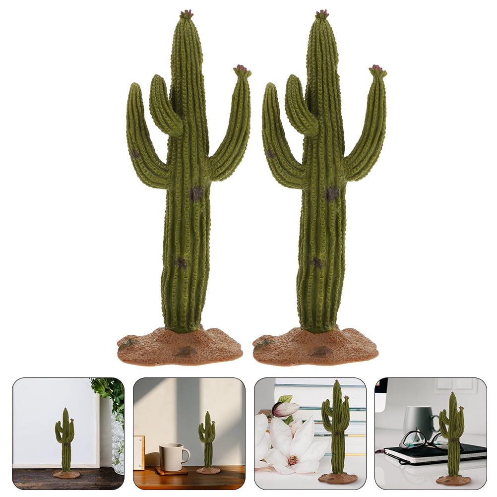 FONWILYO 2Pcs Cactus Statue Home Decor in Green with Lifelike Design ...