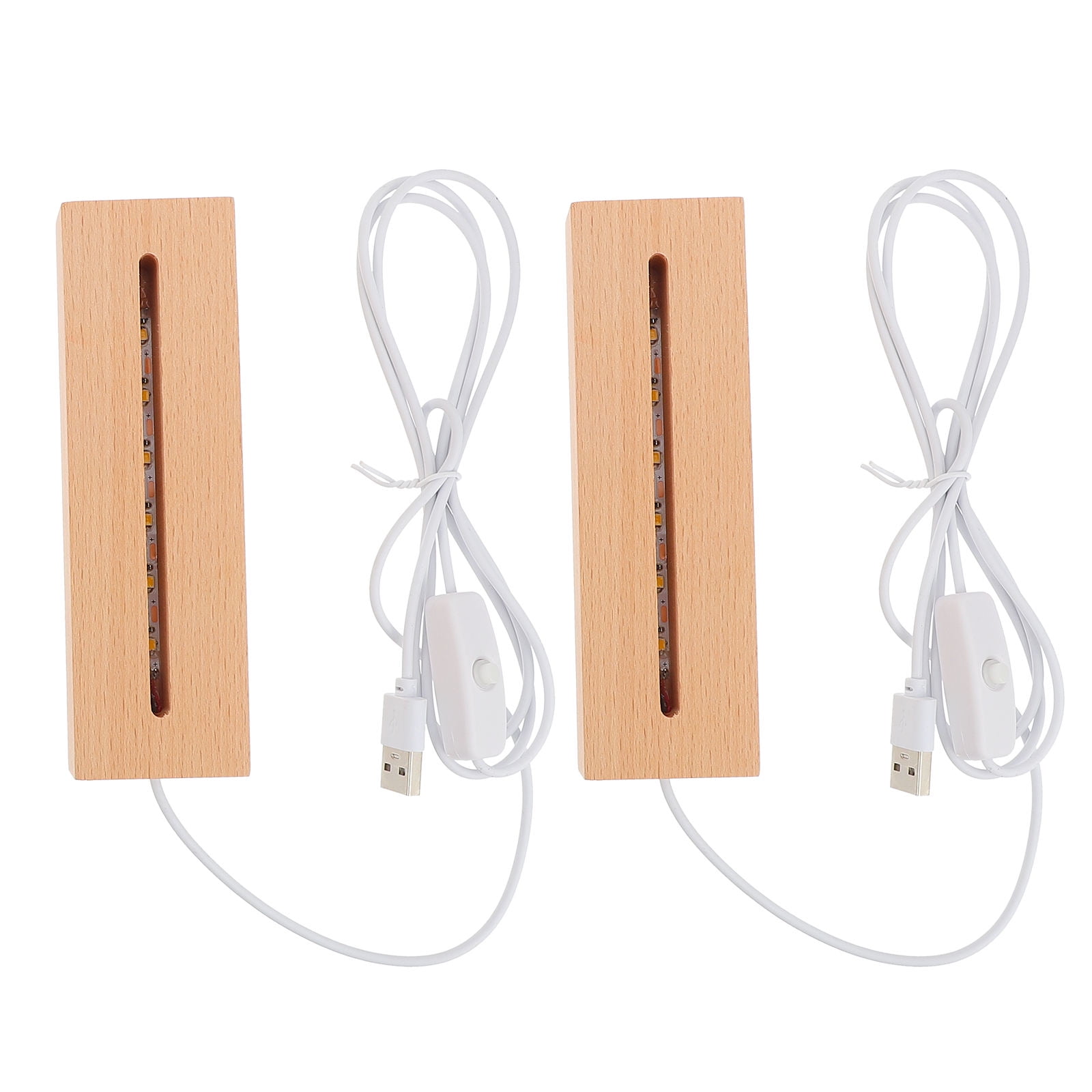 FONWILYO 2Pcs USB Power Supply Wood LED Light Display Base for DIY ...