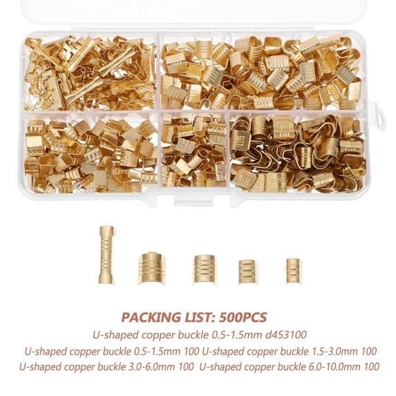 FONWILYO 500Pcs U Shape Terminal Connectors Golden Copper for DIY Projects and Electrical Wiring ...