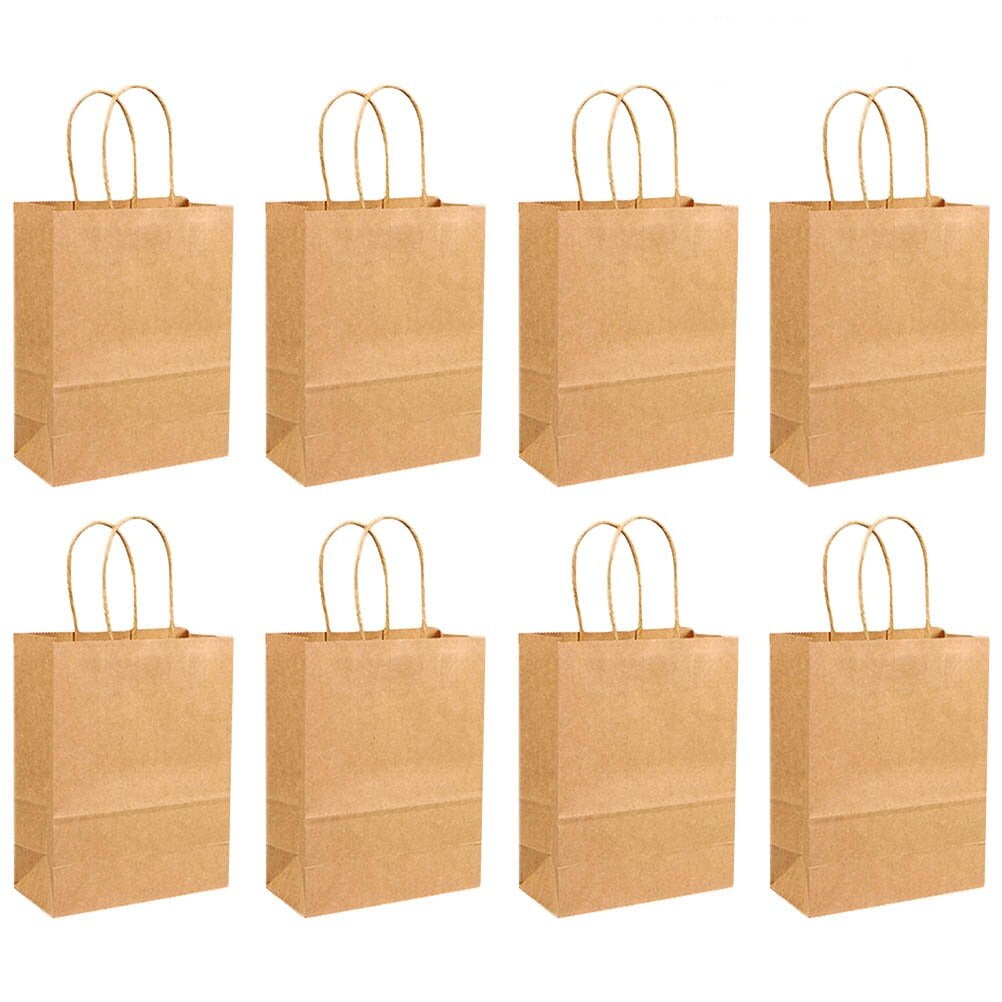 FONWILYO 50Pcs Paper Bag Reusable for General Users Light Brown 8.3x4 ...