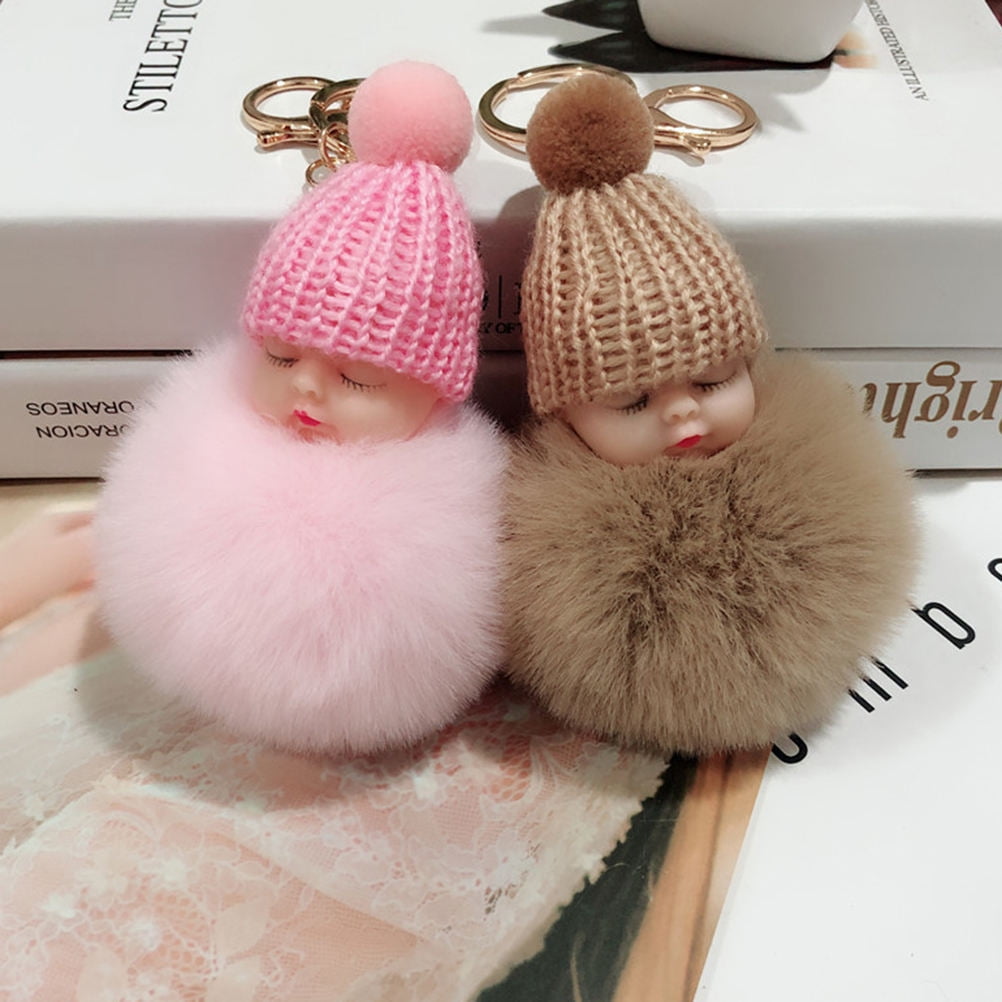 FONWILYO 5Pcs Small Mini Backpack Keychain Plush Ball Keyring Metal ...