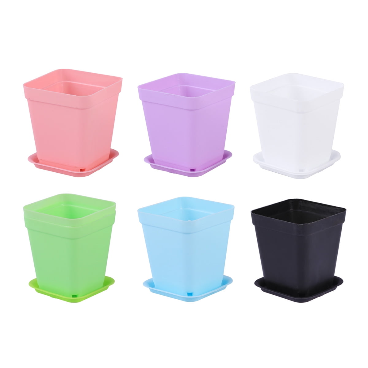 FONWILYO 6Pcs 2.8x2.8x3.1in Light Green Plastic Plant Pots for Indoor ...