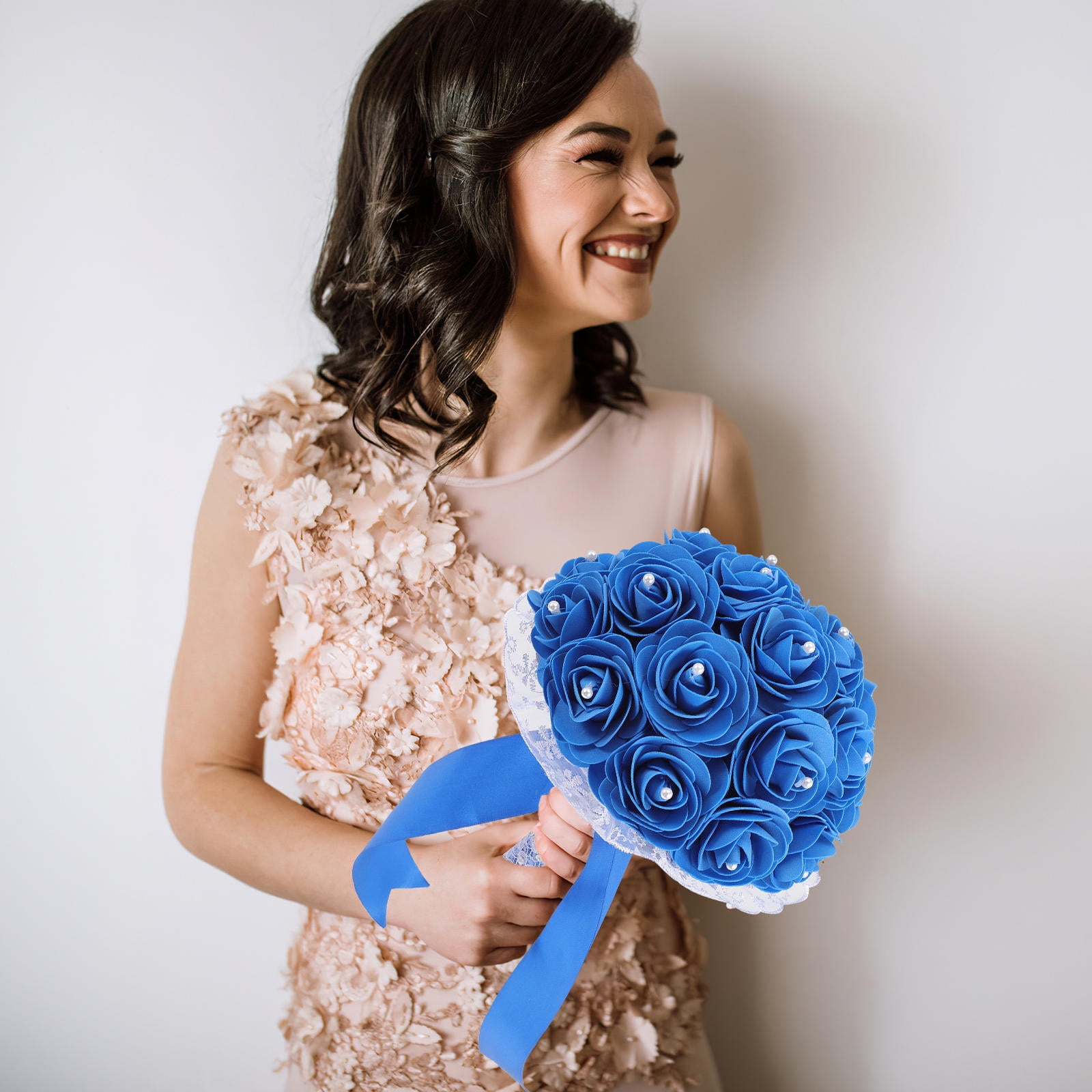 FONWILYO Bridal Holding Flowers 1Pack Romantic Wedding Bouquets in Blue ...