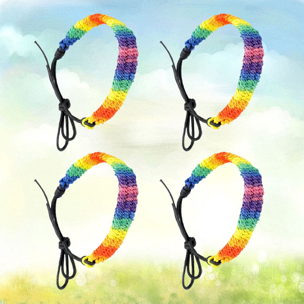 FONWILYO Round Rainbow Rope Bracelets For Women Wristband Pride Month ...