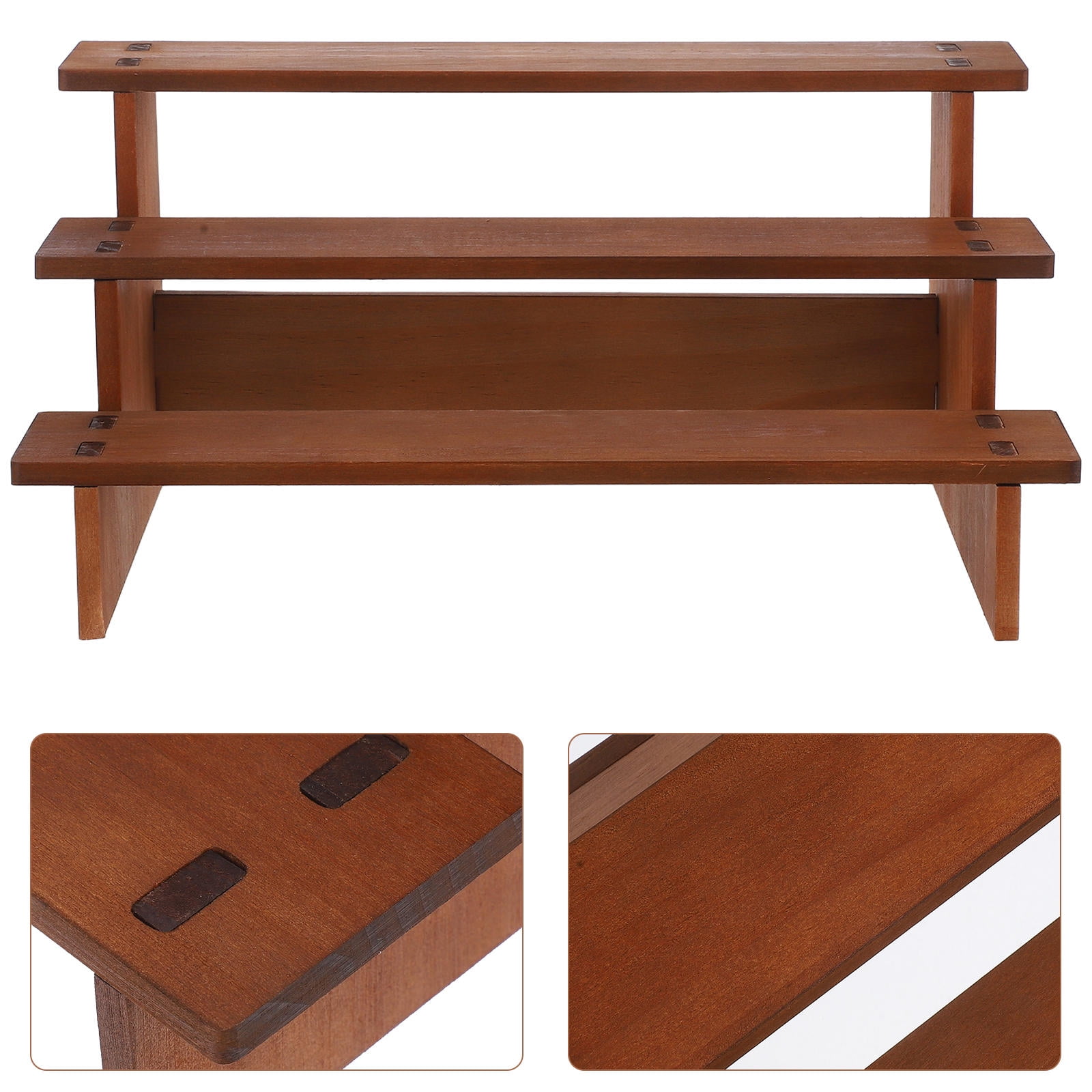 FONWILYO Rustic Style Display Rack Wooden Display Stand Light Brown For ...