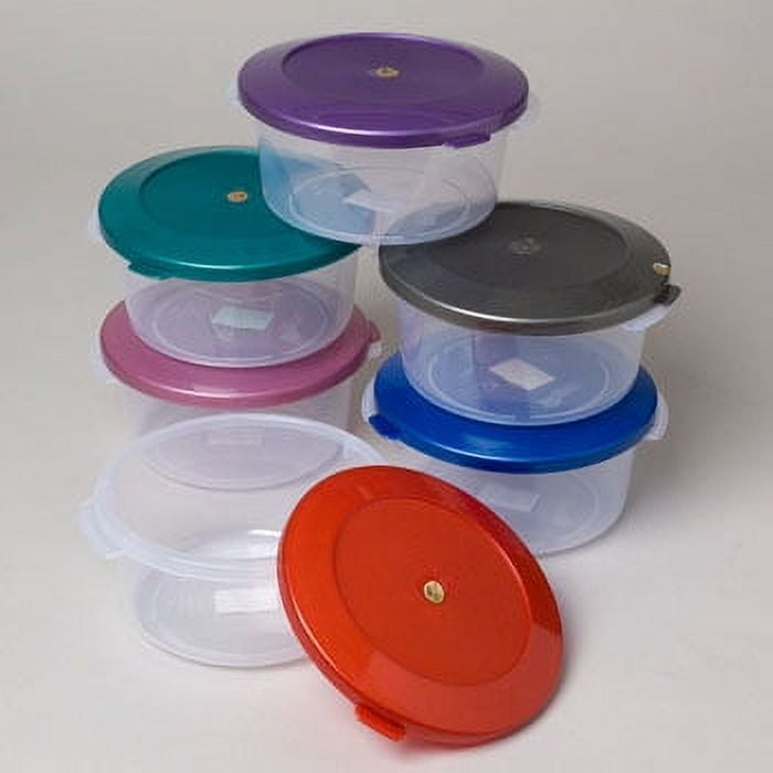 FOOD STORAGE CONT 54 OZ/6.75 CUPS ROUND 6 COLOR LIDS W/CLEAR, Case Pack ...