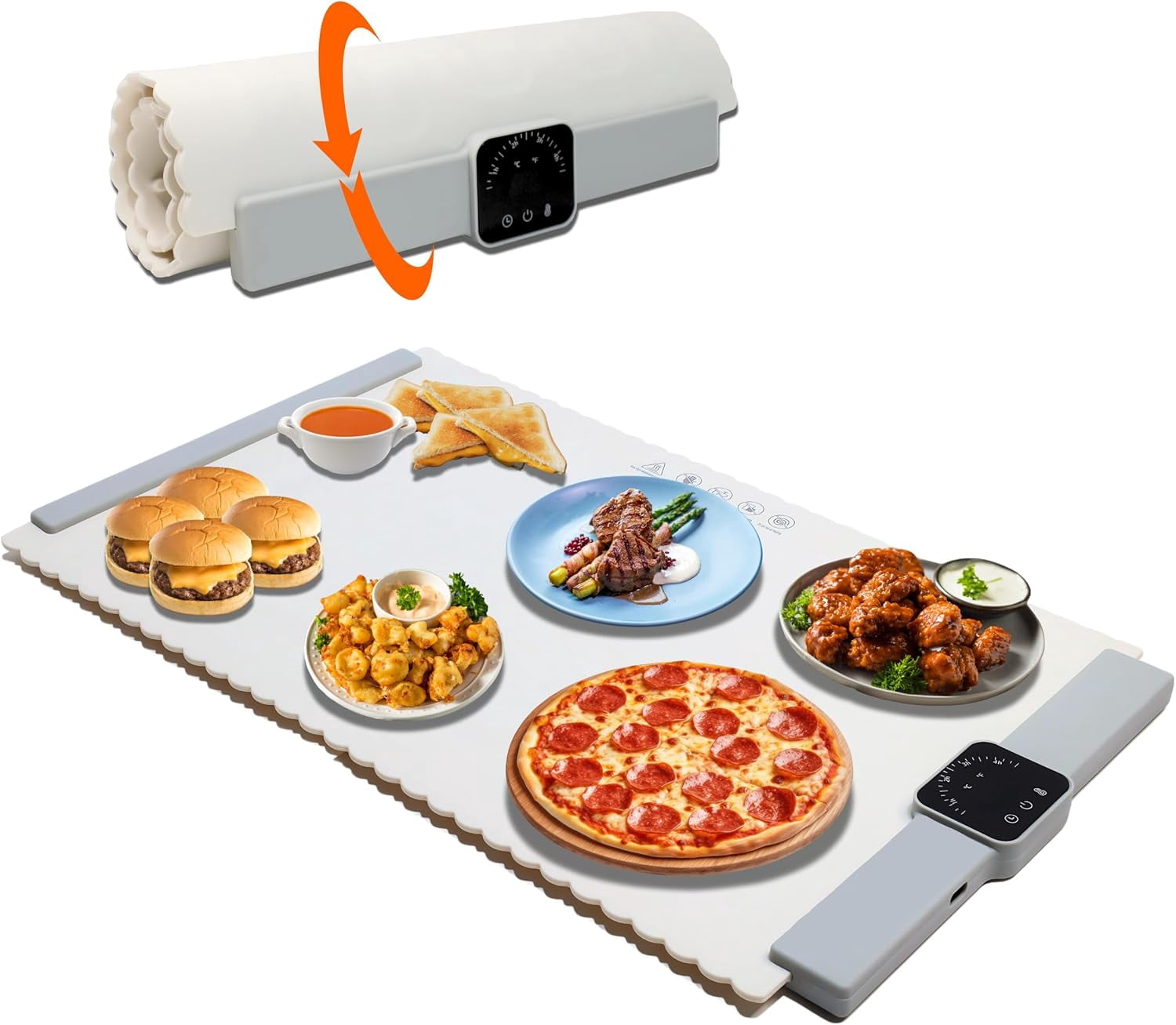 FOOD WARMING MAT, Electric Portable Silicone Warming Plate, Roll Up ...