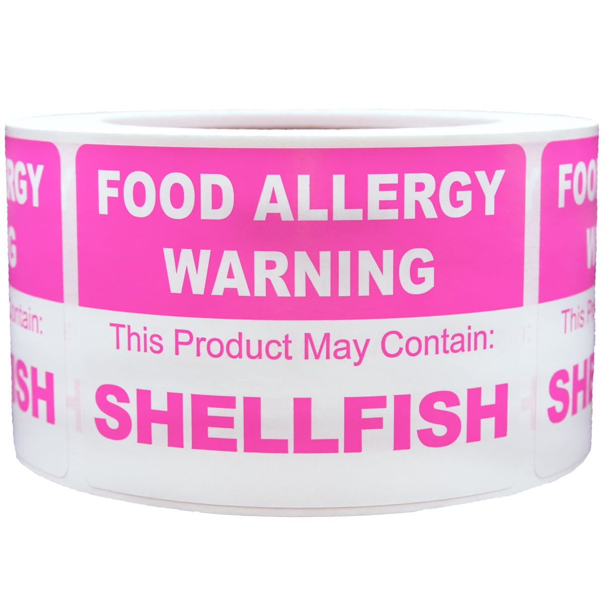 "FOOD WARNING, This Product May Contain: SHELLFISH" Labels | 2.5 x 3.5 ...
