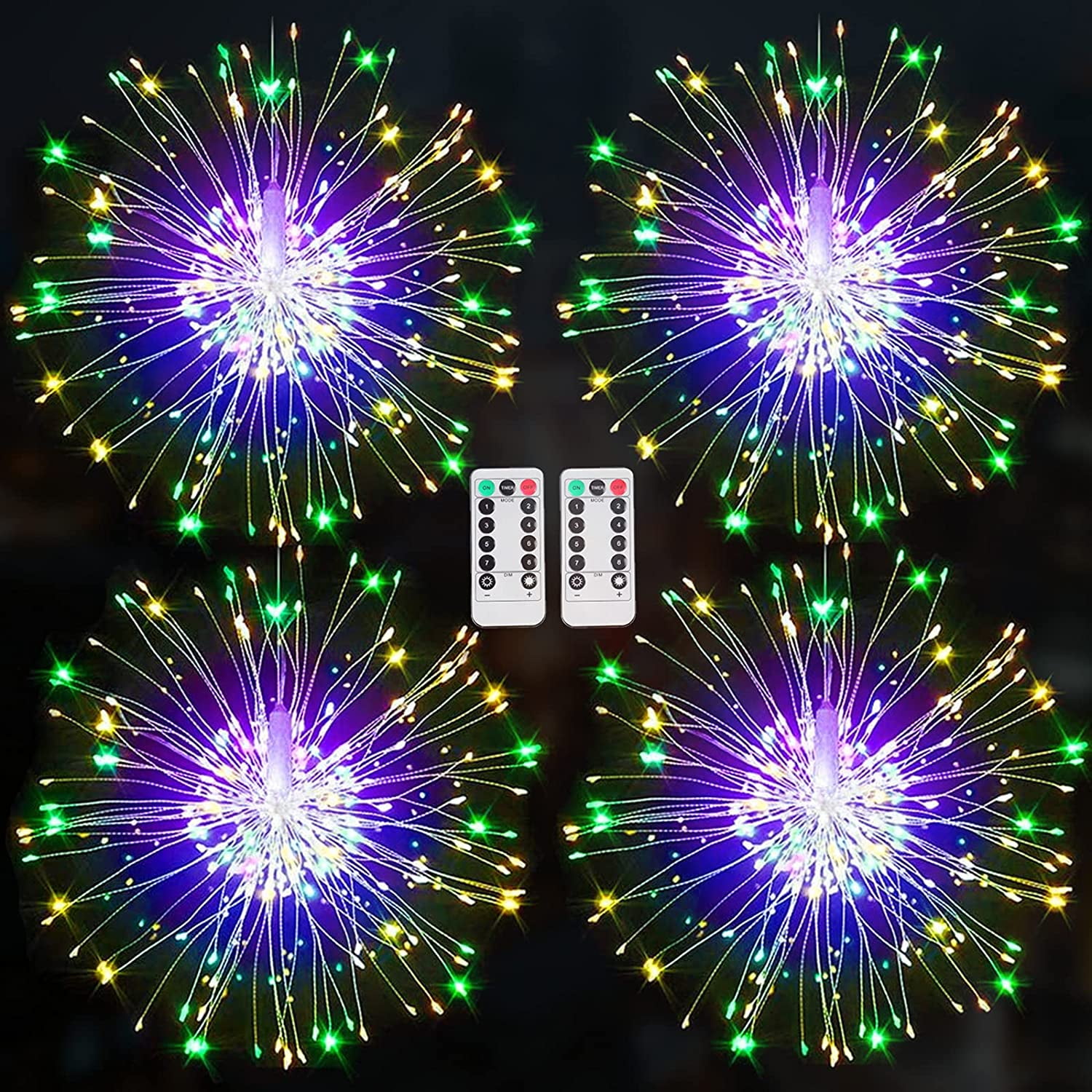 FOOING 4 Pack Firework Lights Led Copper Wire Starburst String Lights 8 ...