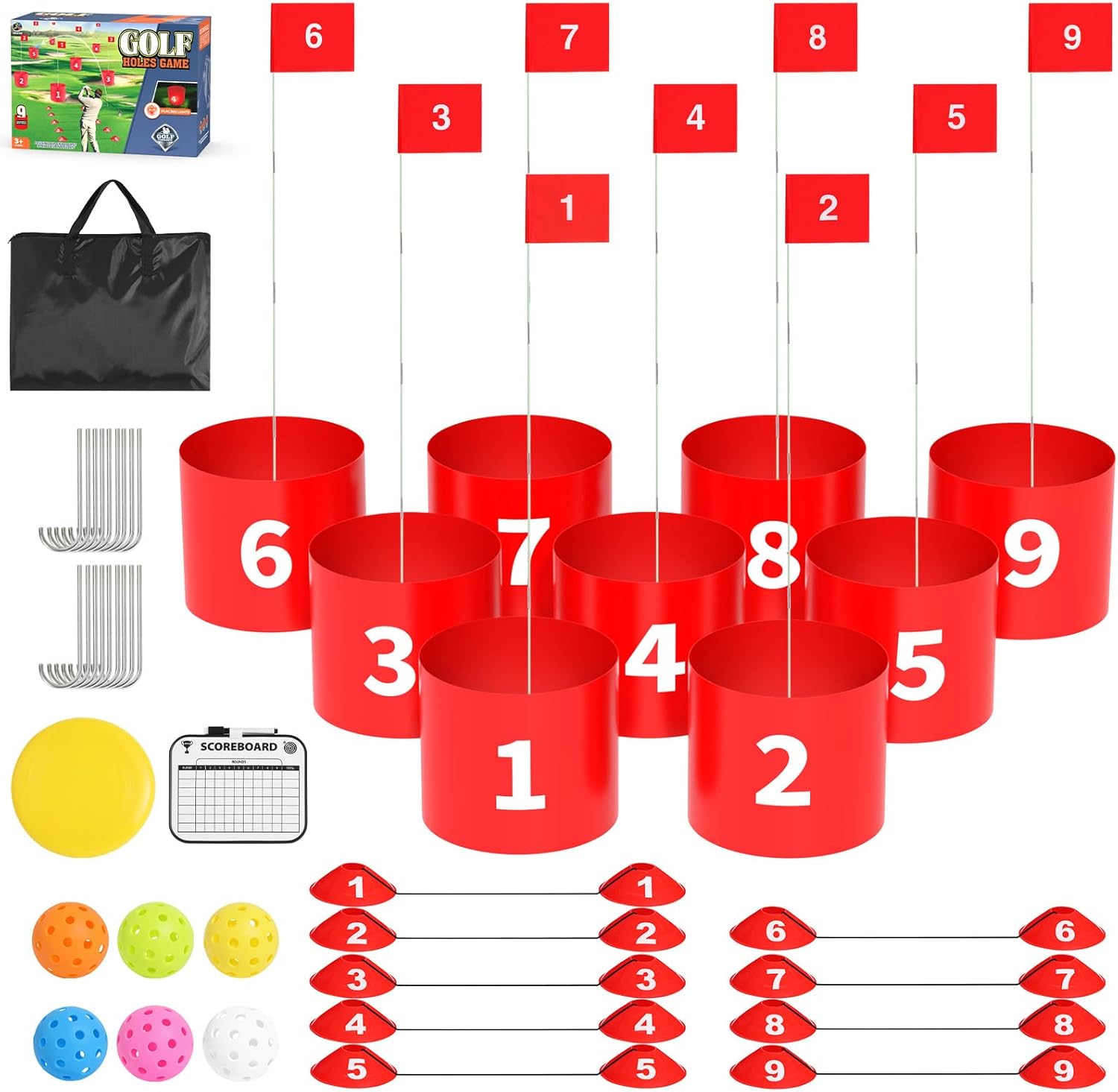 FOOING 9 Hole Game Set for Kids & Adults | Portable Backyard Practice ...