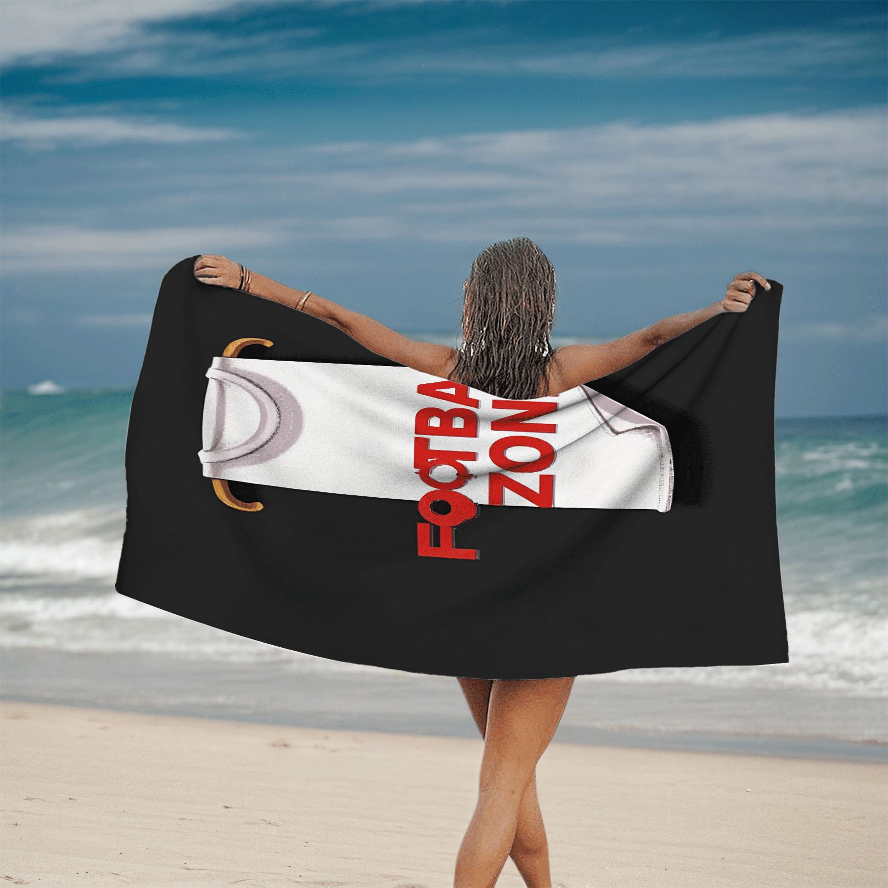 FOOTBALL ZONE Beach Towel - Bold Red Text on White Perfect for Pool ...