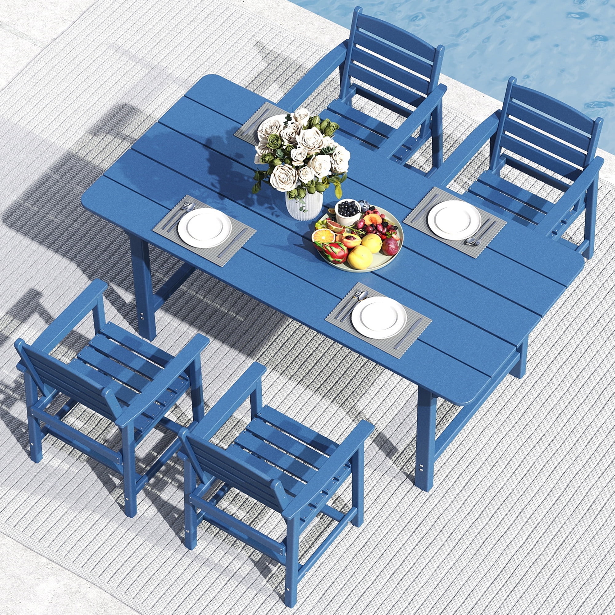 FOOWIN 5PCS Patio Dining Set, HDPE All Weather Outdoor Furniture Set 4 ...