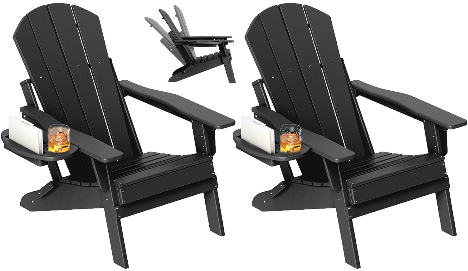 FOOWIN Adjustable Backrest Folding Adirondack Chair Set of 2, HDPE ...