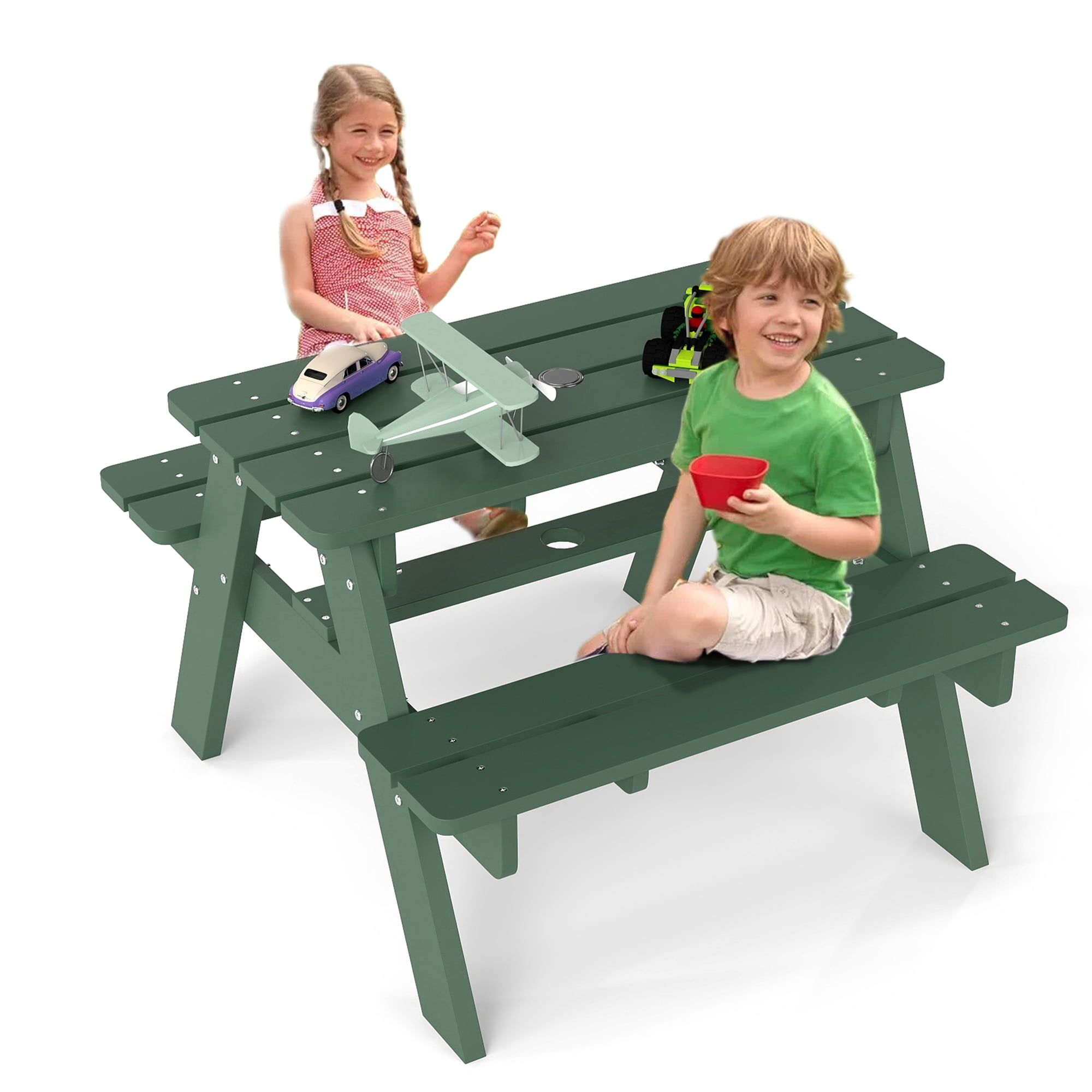 FOOWIN Kids Picnic Table, HDPE All Weather Outdoor Picnic Table and ...