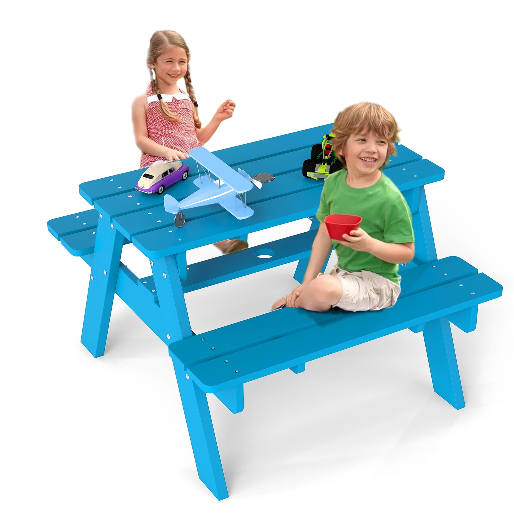 FOOWIN Kids Picnic Table, HDPE All Weather Outdoor Picnic Table and ...