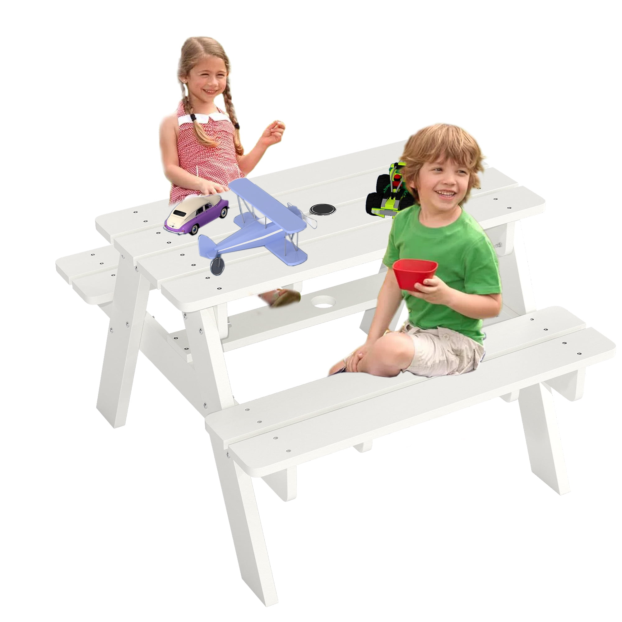 FOOWIN Kids Picnic Table, HDPE All Weather Outdoor Picnic Table and ...