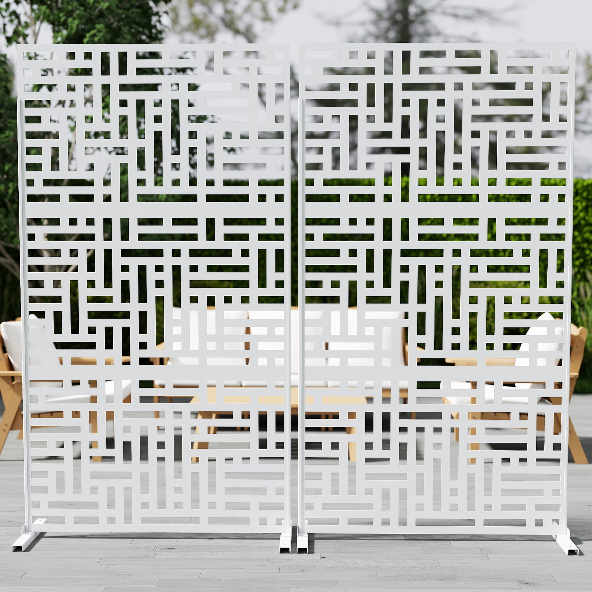 FOOWIN Outdoor Metal Privacy Screen Galvanized Decorative Screen Set of ...