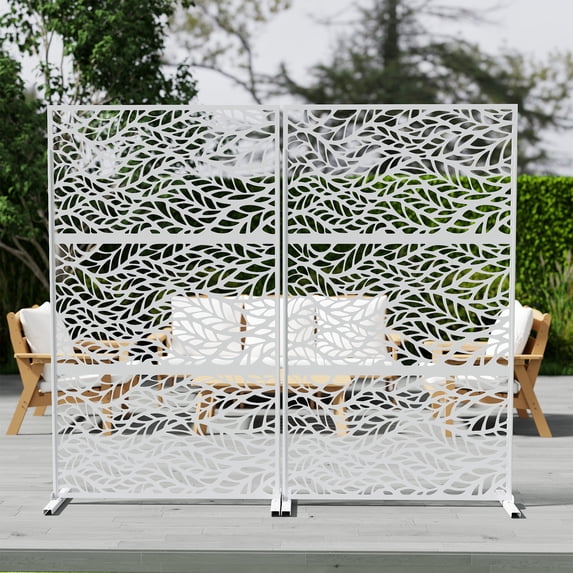FOOWIN Outdoor Metal Privacy Screen Galvanized Decorative Screen Set of ...