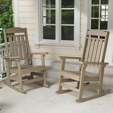 JUSTLET Outdoor Oversized Slat Rocking Chair, White - Walmart.com