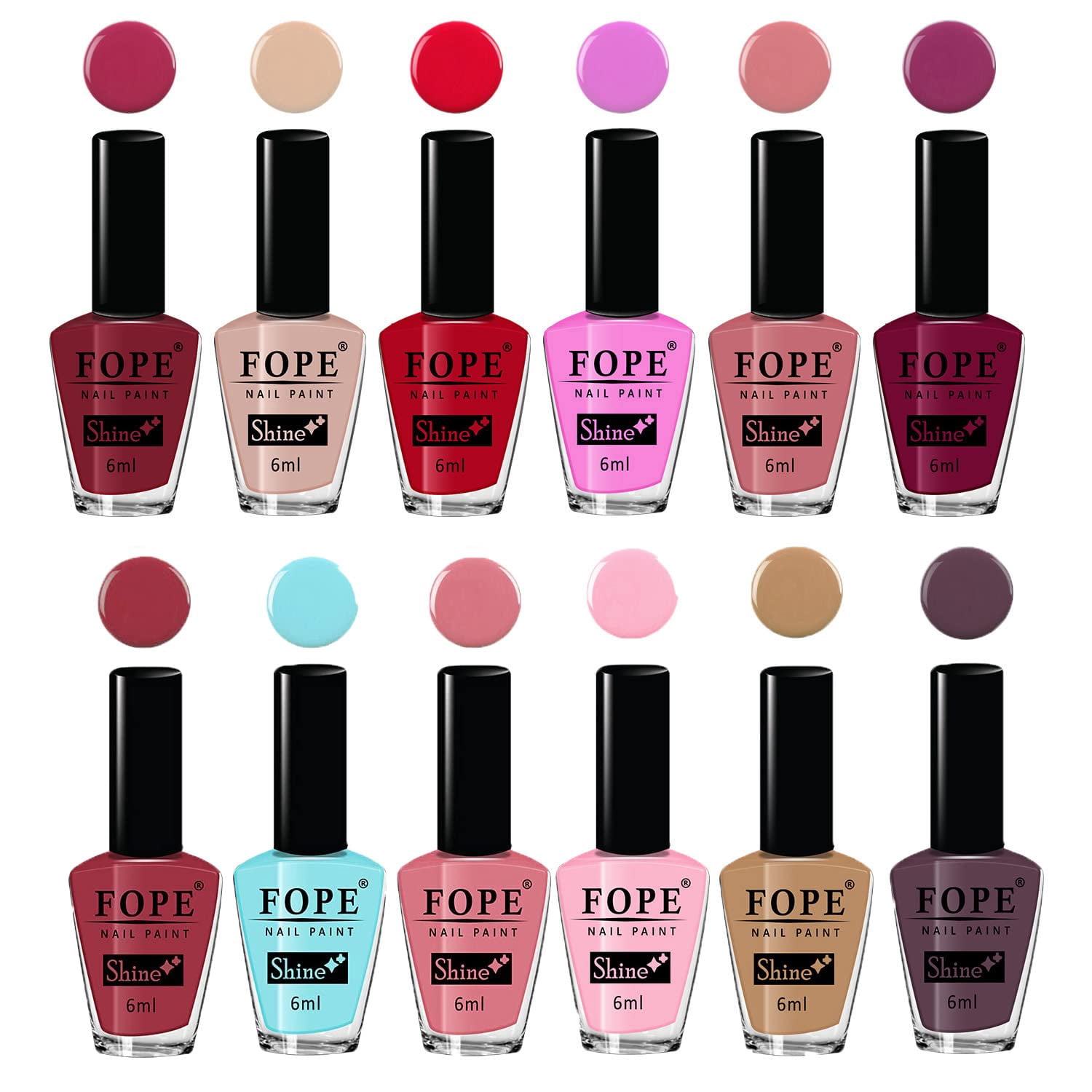 FOPE Enamel Splash Glossy nail polish combo set of 12 Quickdrying ...