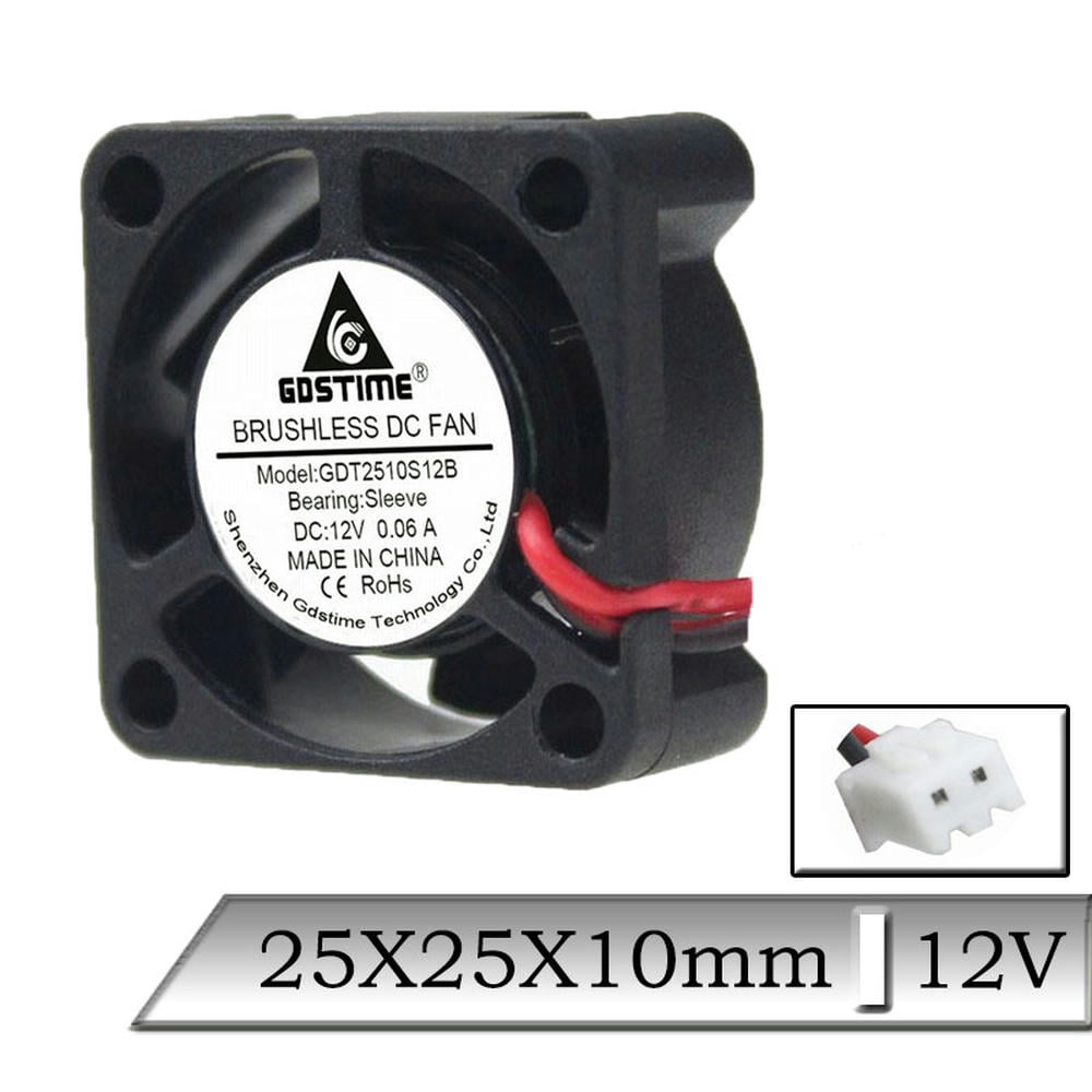FOR 1 Pcs 12V 25x25x10mm 25mm Mini Brushless DC Cooling Cooler Fan 2 ...