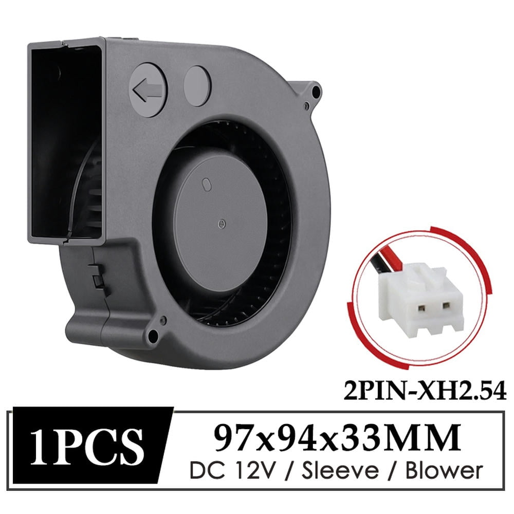 FOR 1 Piece High Air Pressure Turbo Blower 2Pin Fan 9733 97x33mm Air Flow Cooler 12V Brushless ...