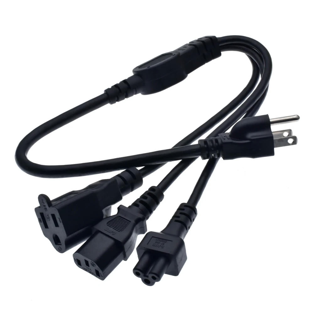 FOR 1 to 3 Power Cord Splitter,US 3-Prong 5-15P to IEC320 C13 +C5+ 5 ...