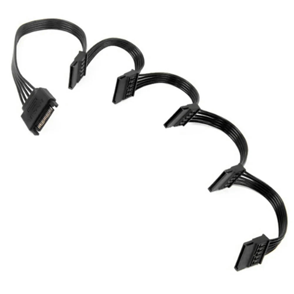 FOR 10 Pcs 15Pin SATA Power Extension Hard Drive Cable 1 Male To 5 ...