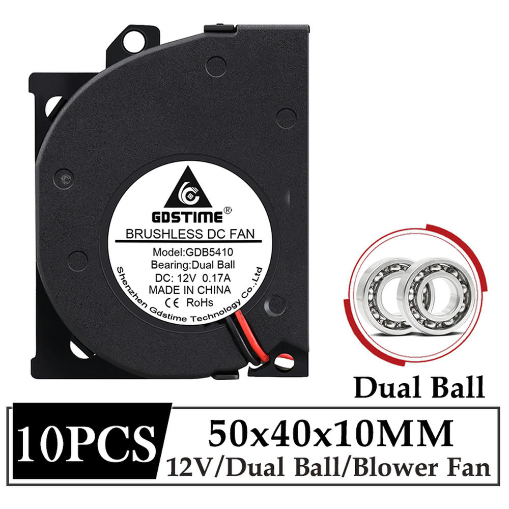 FOR 10 Pcs/Lot DC 12V 50mm Two Ball Bearing Radial Brushless Cooler Fan ...