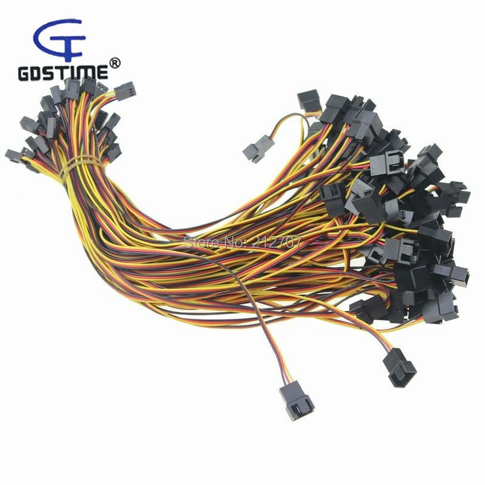 FOR 100PCS 30CM PC Cooling Fan 3 Pin to 2x 3pin Connector Y Splitter ...