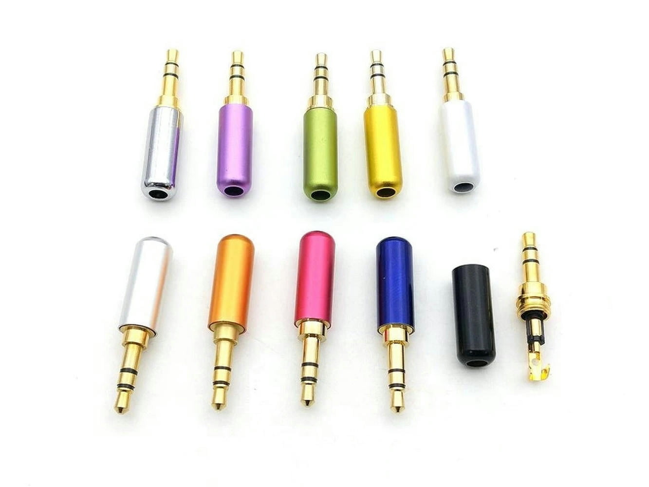 FOR 100PCS Aluminum shell 1/8 "3.5mm Stereo Male Plug Audio FOR music ...