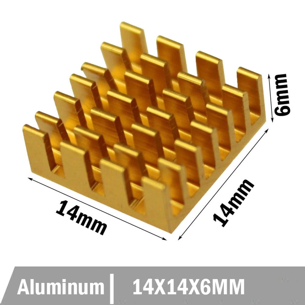 FOR 100Pcs 14x14x6mm Golden Broken groove Aluminum Heat Sink Radiator ...