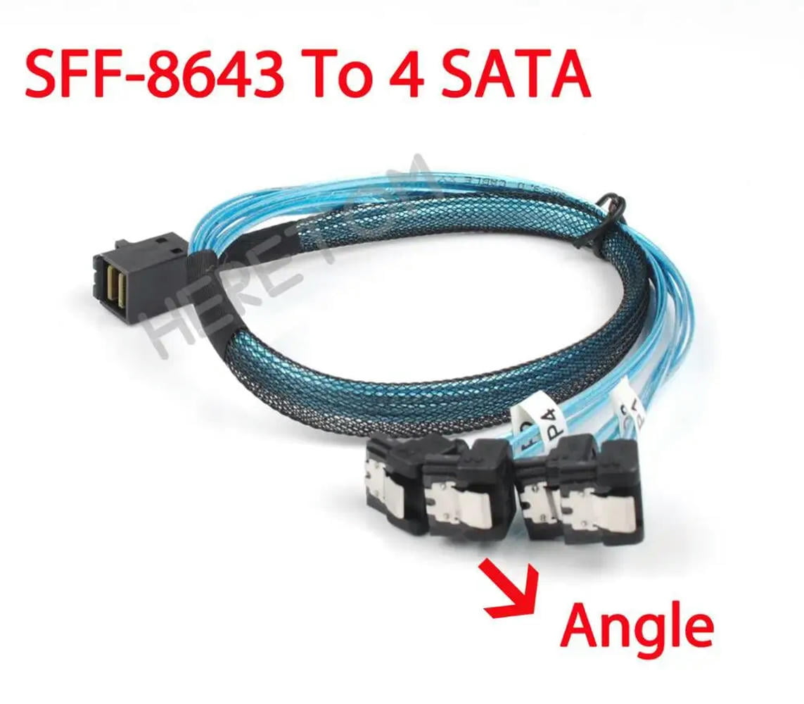 FOR 100cm Internal Mini SAS SFF-8643 Host To 4 SATA 7pin Target Hard ...