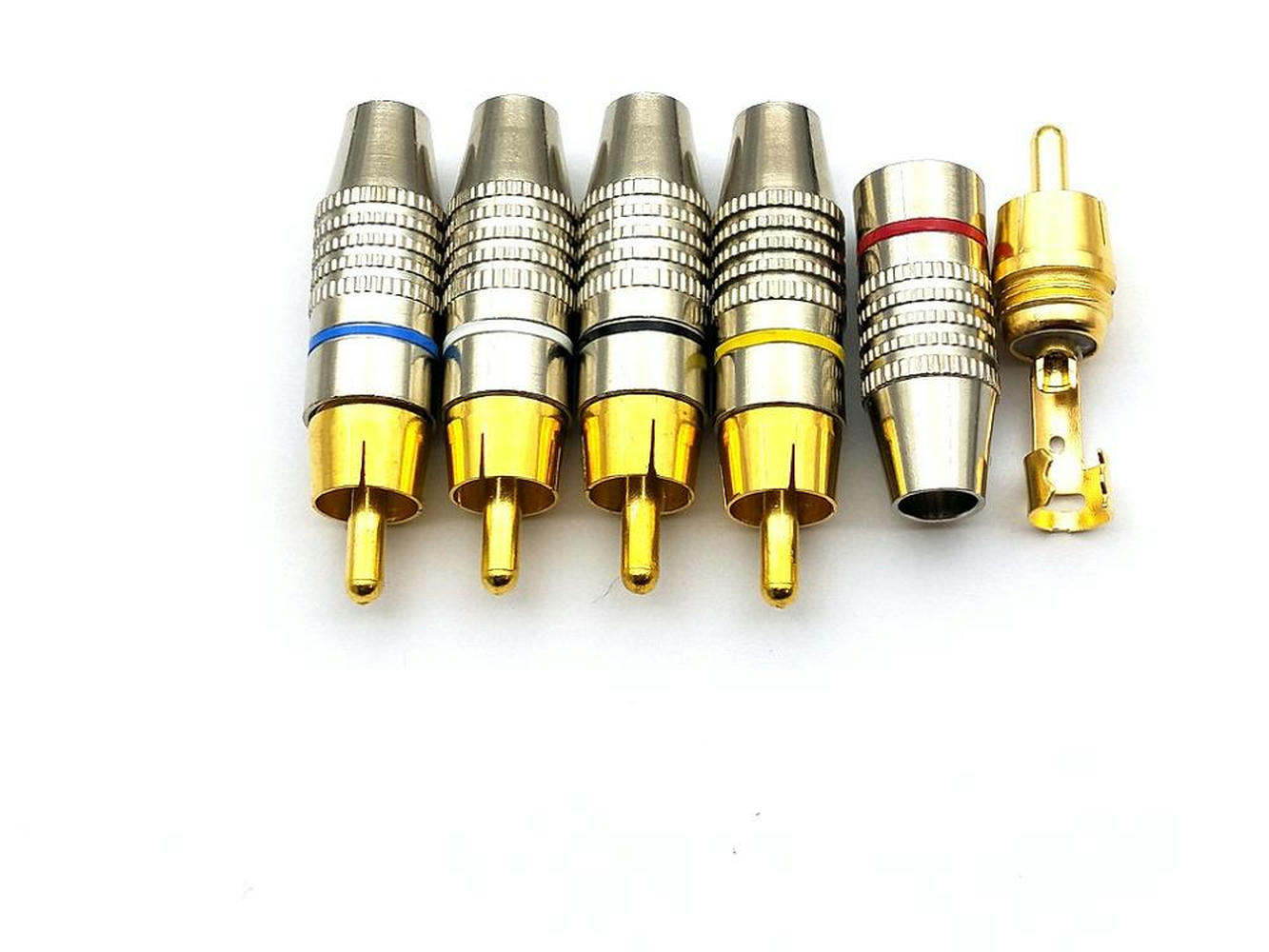 FOR 100pcs 5 colors Metal soldering RCA Plug Audio Male Connector - Walmart.com