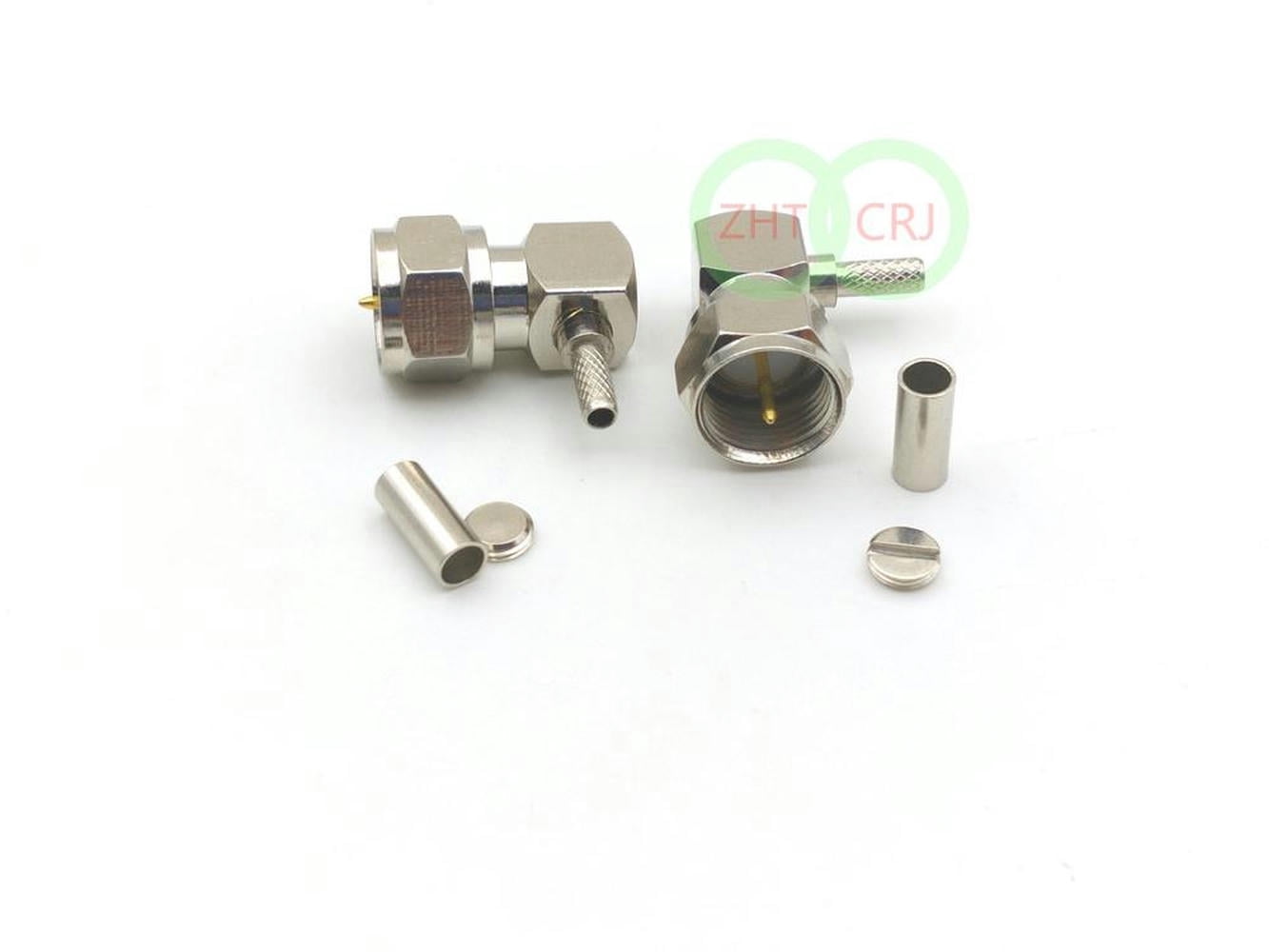 FOR 100pcs BRASS F Crimp Plug Right Angle Rf Connector FOR RG316 RG179 ...