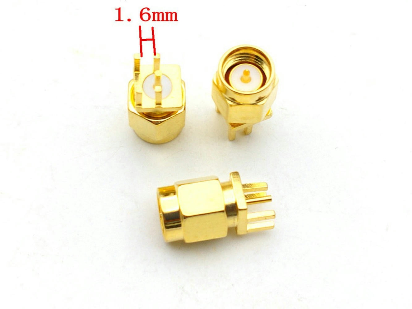 FOR 100pcs Gold Brass SMA male plug solder FOR PCB clip edge mount RF ...