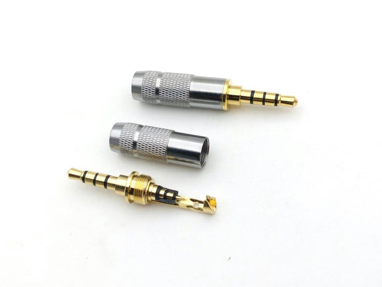 FOR 100pcs Gold audio 3.5mm 4 Pole Repair Headphone Jack Plug Cable ...