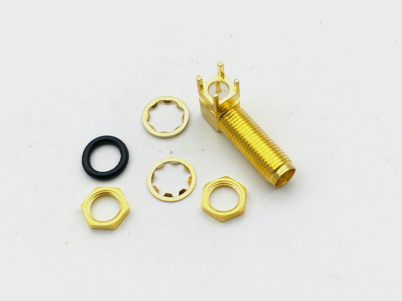 FOR 100pcs SMA Female Right Angle Bulkhead Mount Thru Hole PCB Solder ...