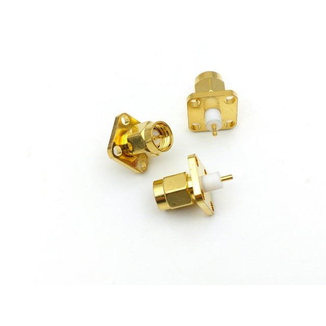 FOR 100pcs SMA Male Plug 4 Hole Panel Mount Short Dielectric Solder ...