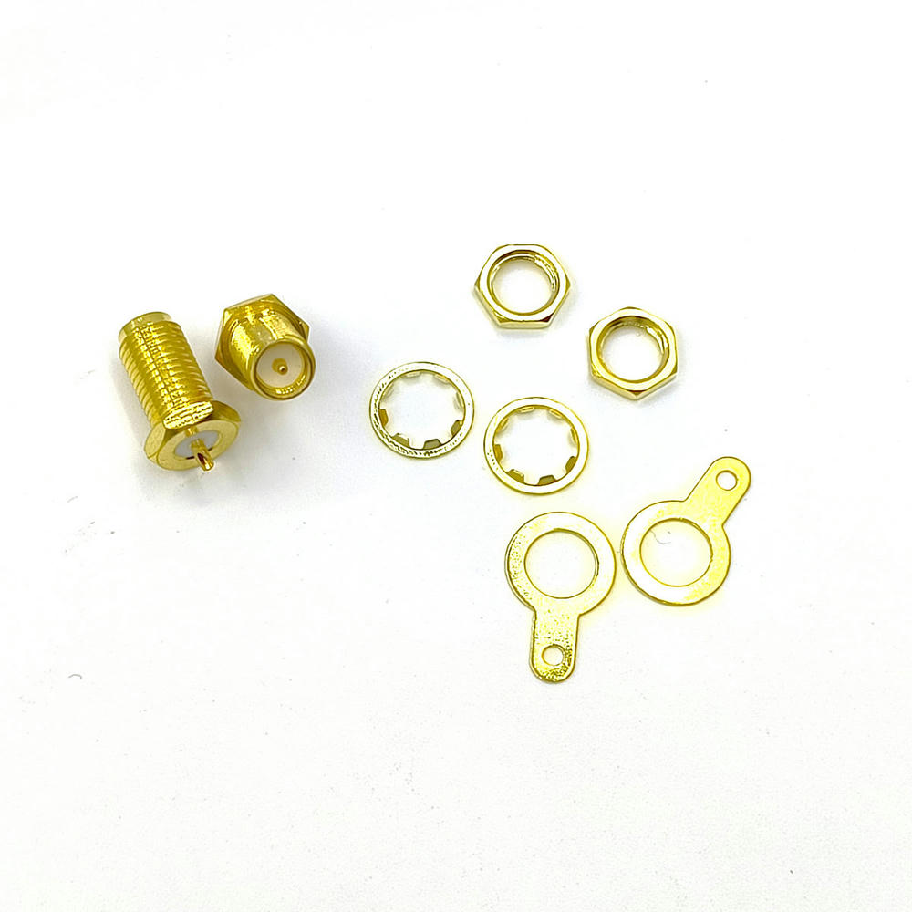 FOR 100pcs copper RF Coax RP-SMA Female Jack RF Panel Mount with flange ...