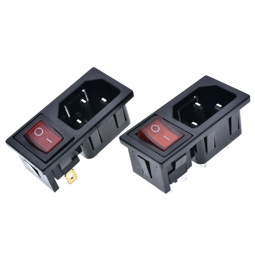 FOR 10A 250V 3Pins/4Pins Rocker Switch Power Fused IEC 320 C14 Inlet ...