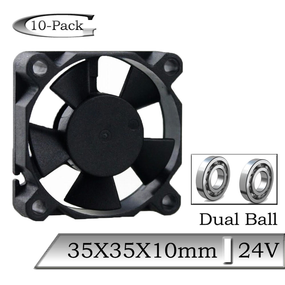 FOR 10Pcs DC 24V 35mm 35x35x10mm Mini Dual Ball Bearing Heatsink ...