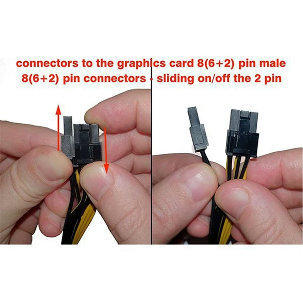 FOR 10Pcs Modular PSU Power Supply Cables PCI-E 6Pin To 2 PCI-E 8Pin 6 ...