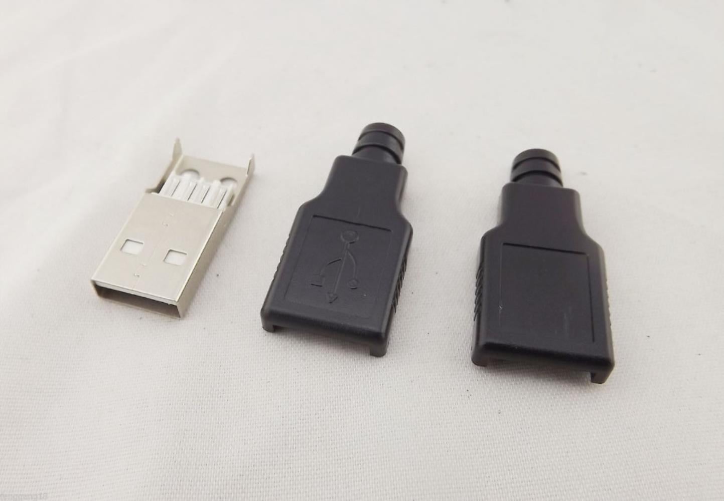 FOR 10Pcs USB 2.0 Type A 4 Pin Male Plug Socket Connector Adapter Black ...