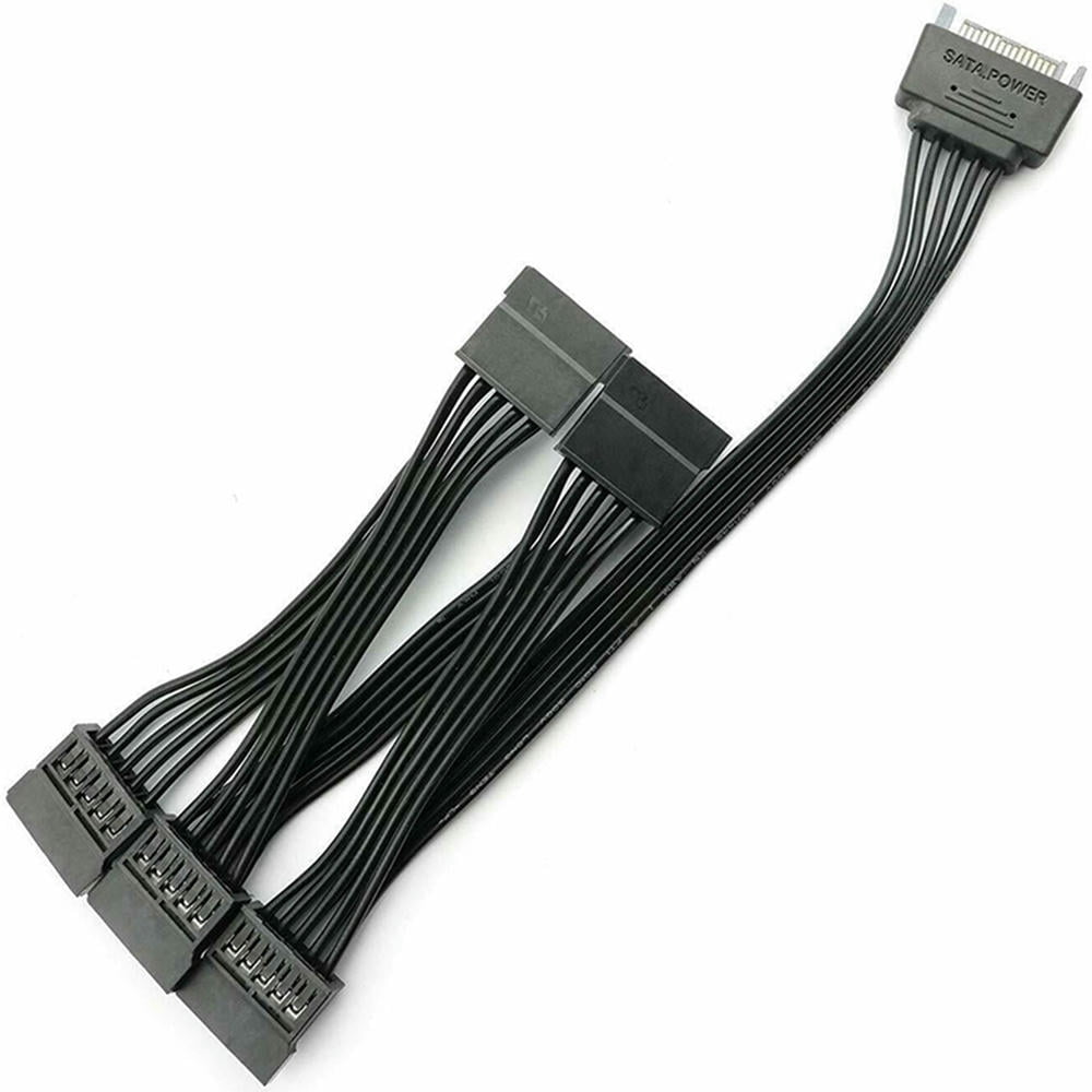 FOR 10X 15 Pin SATA Power Extension Hard Drive Cable 1 Male To 5 Female ...