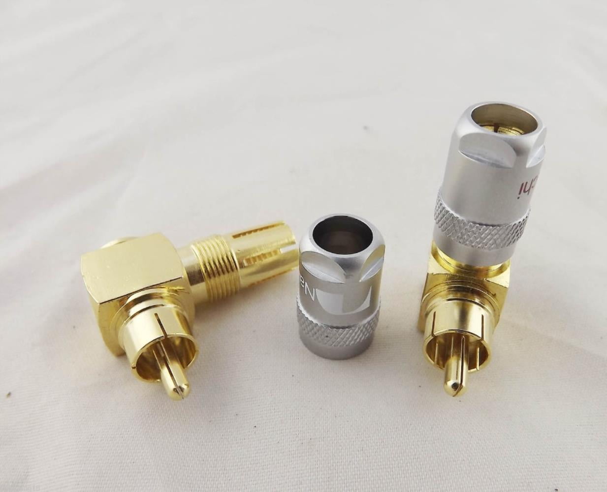 FOR 10pairs Gold Copper Right Angled RCA Male Plug Solderless Audio ...