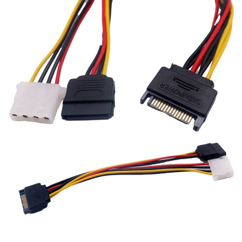FOR 10pcs 15 Pin SATA Male to 4 Pin IDE Female+15 Pin SATA Female Y ...