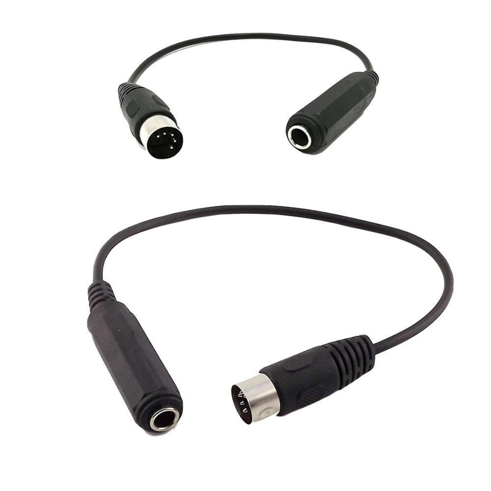FOR 10pcs 1FT Din 5 Pin Male Plug to 6.35mm 1/4 Female Jack Socket ...